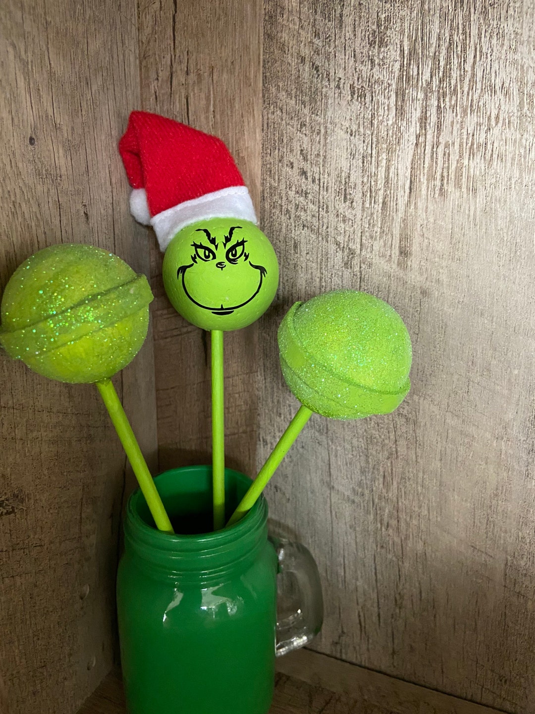 Faux Fake Grinch Lollipops Set of 3 - Etsy