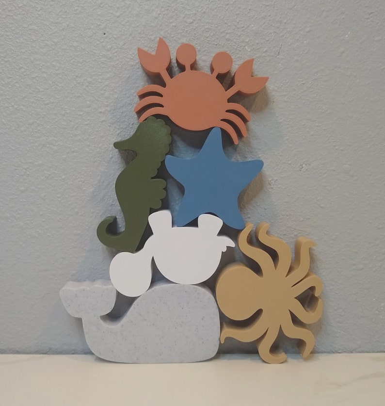 Sea Creature Stacking Blocks / Montessori Toy / 6-12 Piece Set / 3D ...