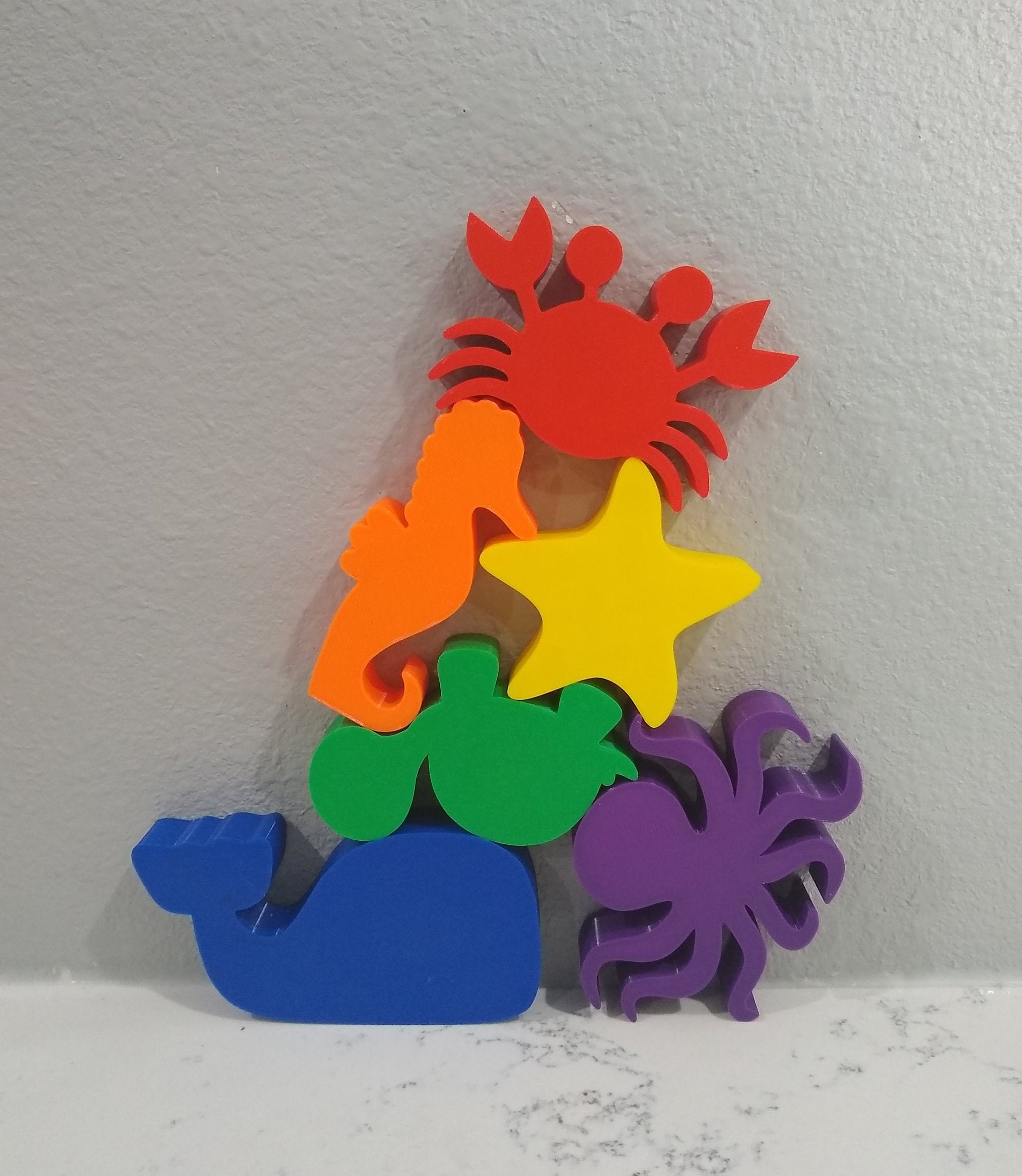Sea Creature Stacking Blocks / Montessori Toy / 6-12 Piece Set / 3D ...