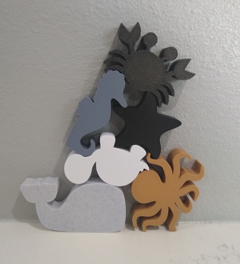 Sea Creature Stacking Blocks / Montessori Toy / 6-12 Piece Set / 3D ...