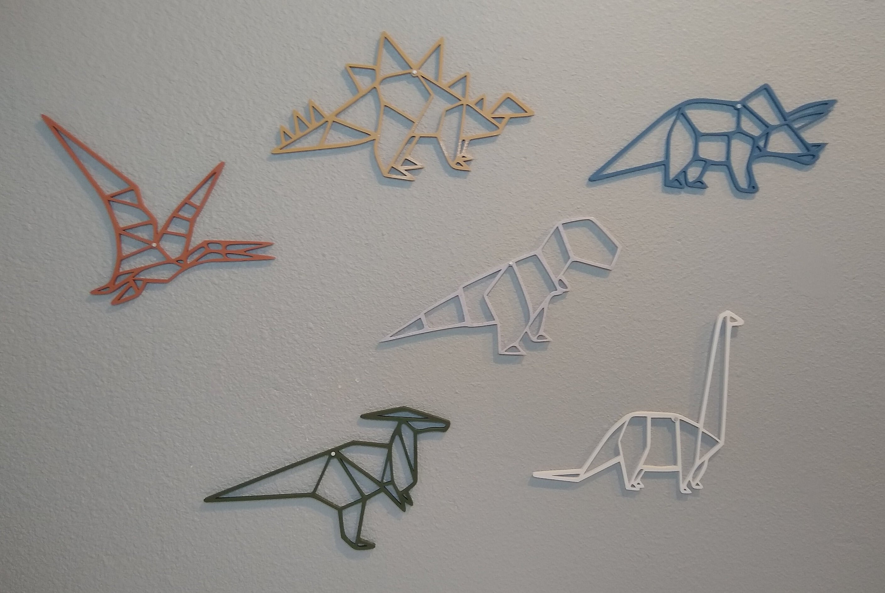 Geometric Dinosaur Outline Set / Wall Decor / 6 Piece Set / 3D - Etsy