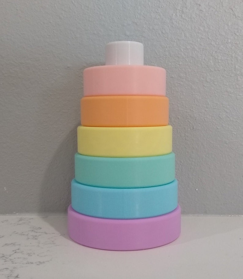 Stacking Ring Tower / Montessori Toy / 7 Piece Set / 3D - Etsy