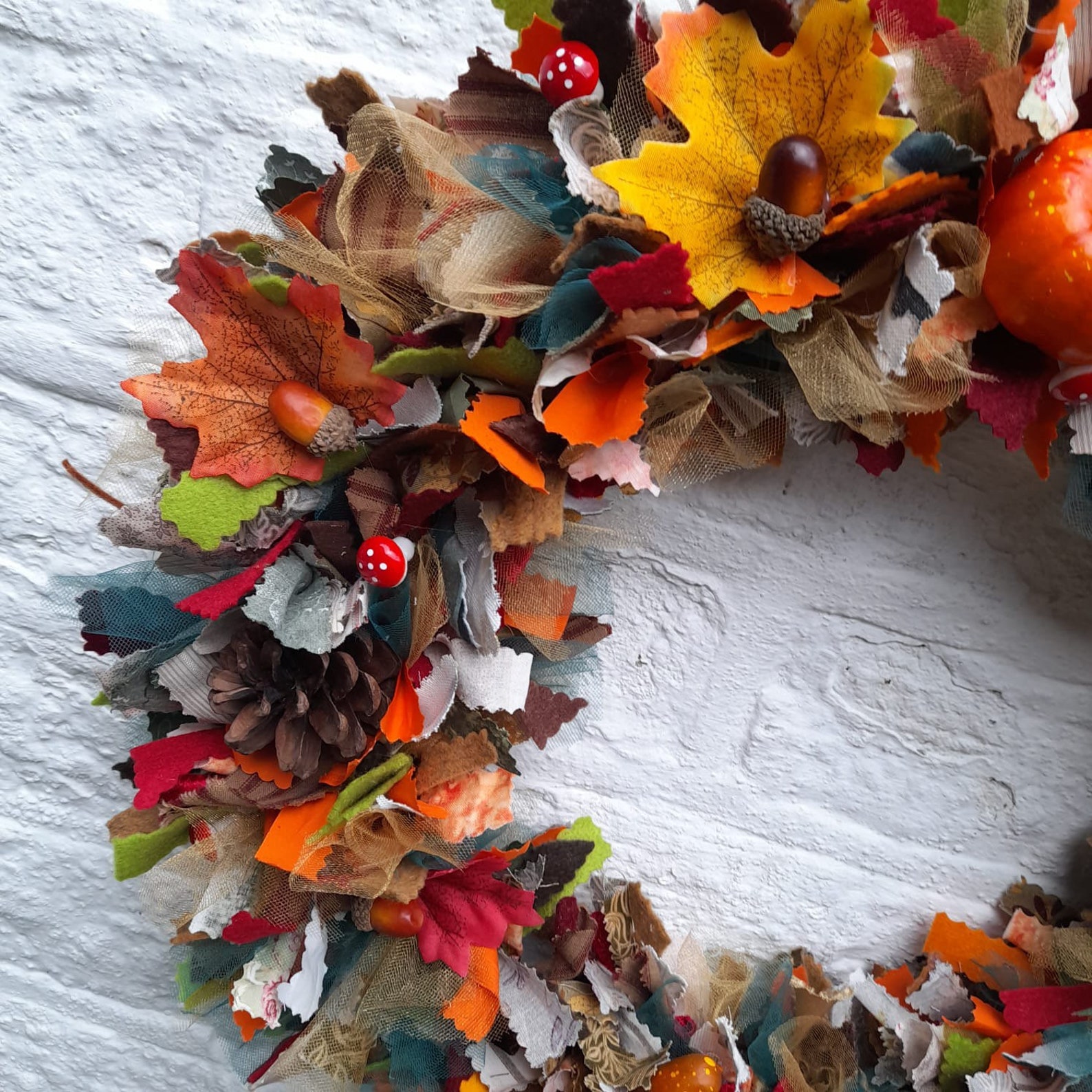 Gorgeous Autumn Pumpkin Rag Wreath/ Ring/ Wall/ Door Hanging Size Large ...