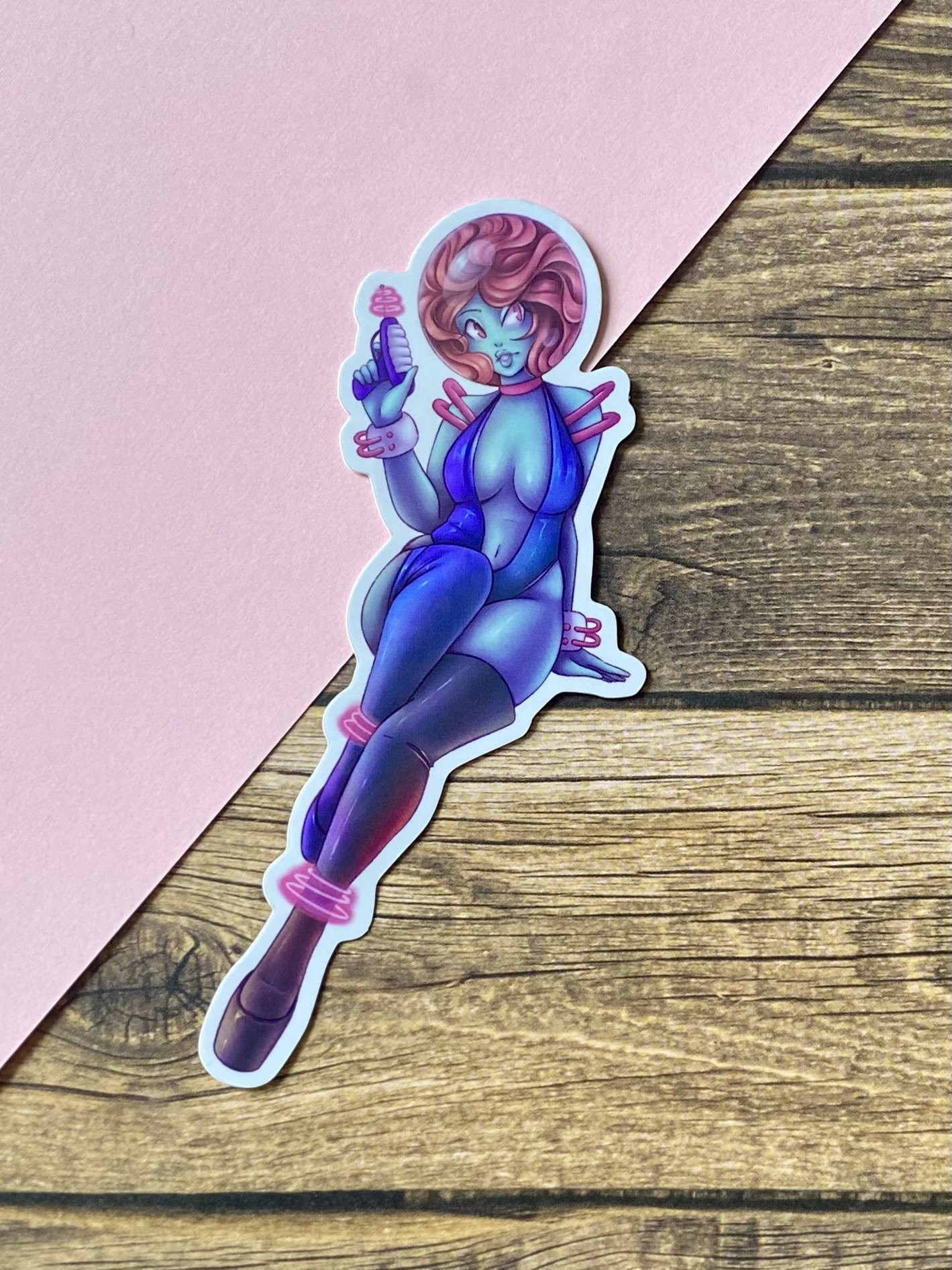 Holographic Alien Sticker Sexy Alien Pinup Sticker For Laptop Water Bottle Sketchbook Etc Etsy