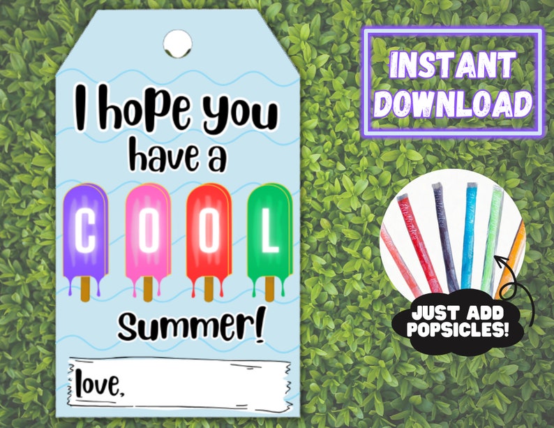 Popsicle Class Gift/printable Summer Gift Tag/instant Download/summer ...