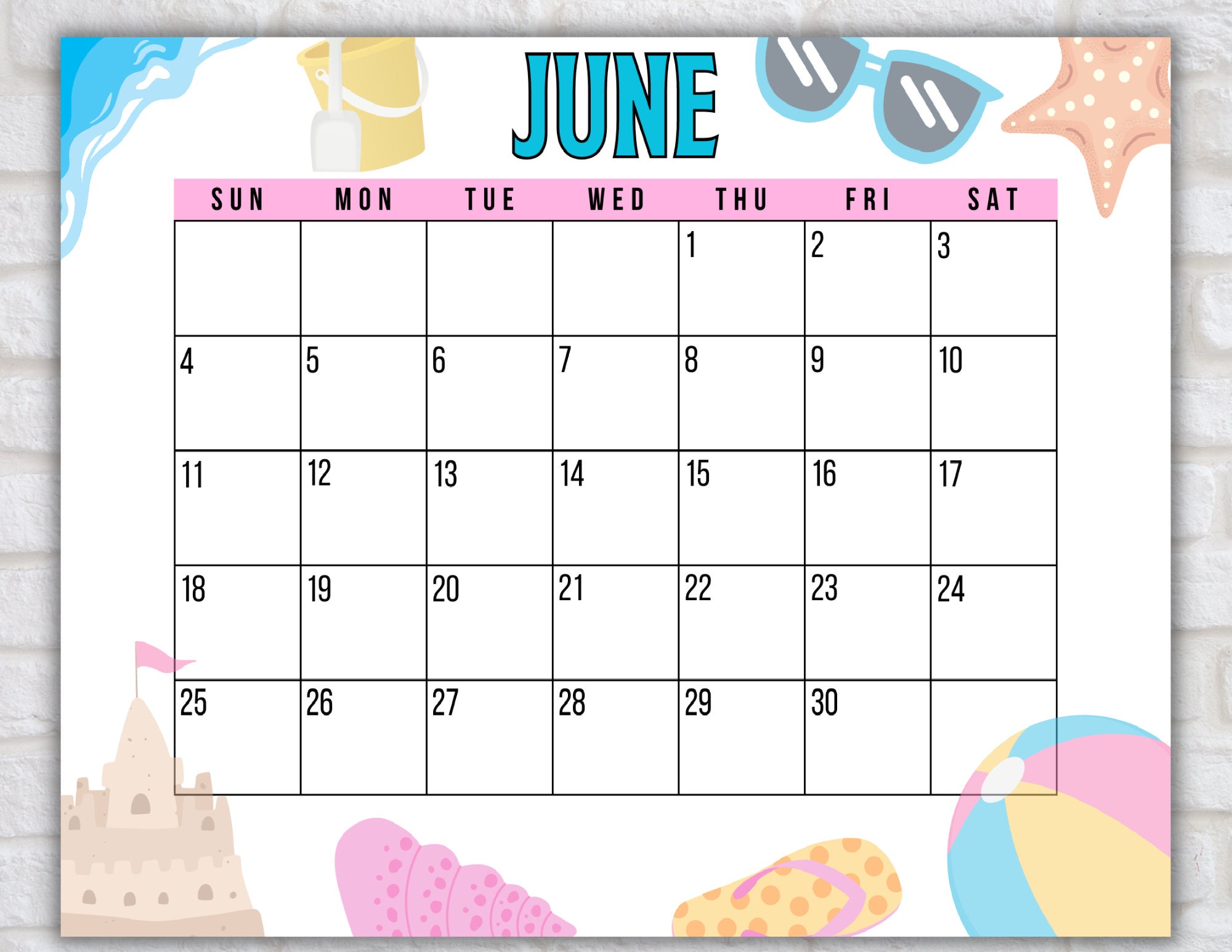 Cute Printable June 2022 Calendar