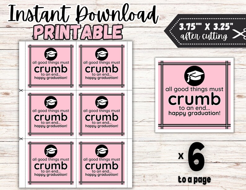 Crumbl Cookies Tag/printable/cookie Tag/instant Download/grad Party ...