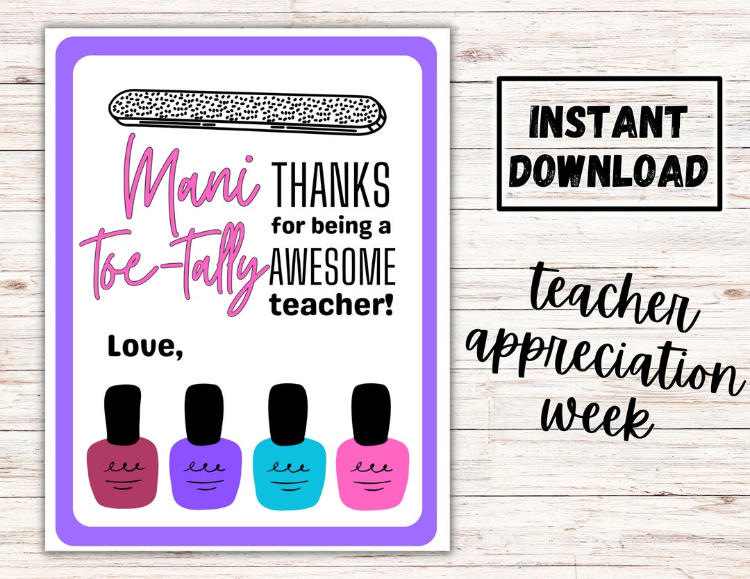 Teacher Appreciation Gift Tag/mani Thanks Gift/ Nail Polish Teacher ...