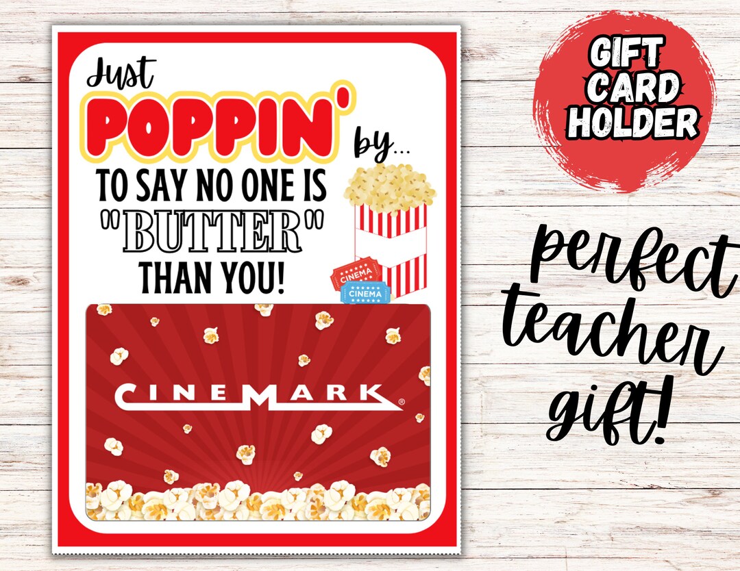 Teacher Appreciation Gift Tag/movies Gift Card/cinema Ticket Gift/end ...