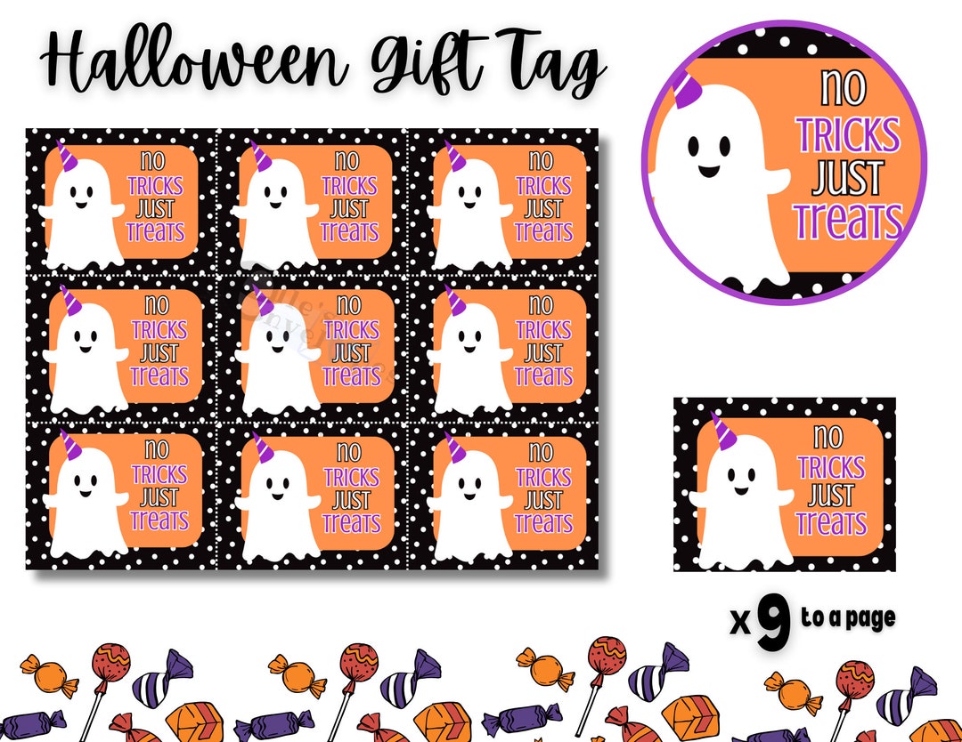 Halloween Gift Tag / No Tricks Just Treats/ Set of Halloween Tags ...