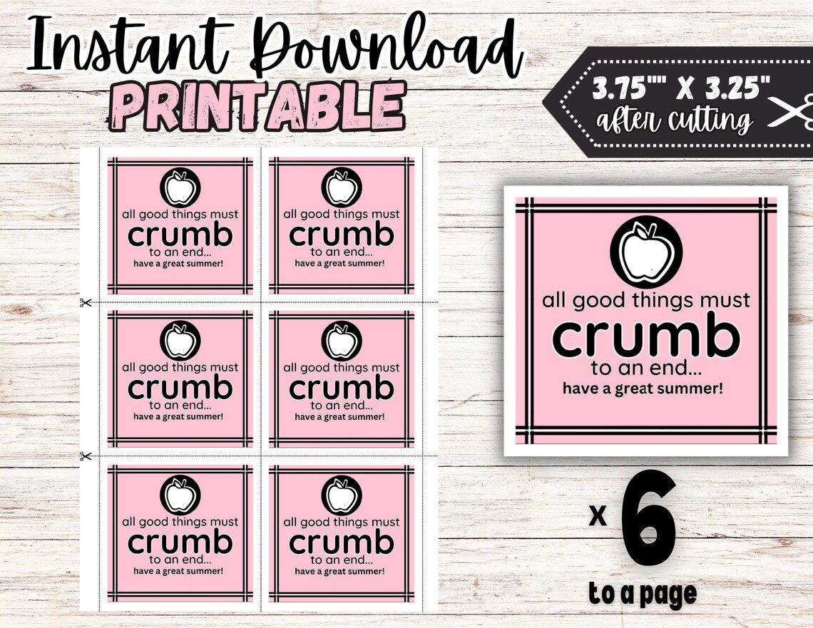 Crumbl Cookies Tag/printable/cookie Tag/instant Download/teacher Gift ...