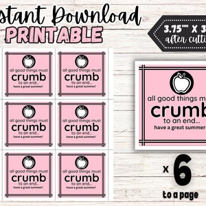 Crumbl Cookies Tag/printable/cookie Tag/instant Download/teacher Gift ...