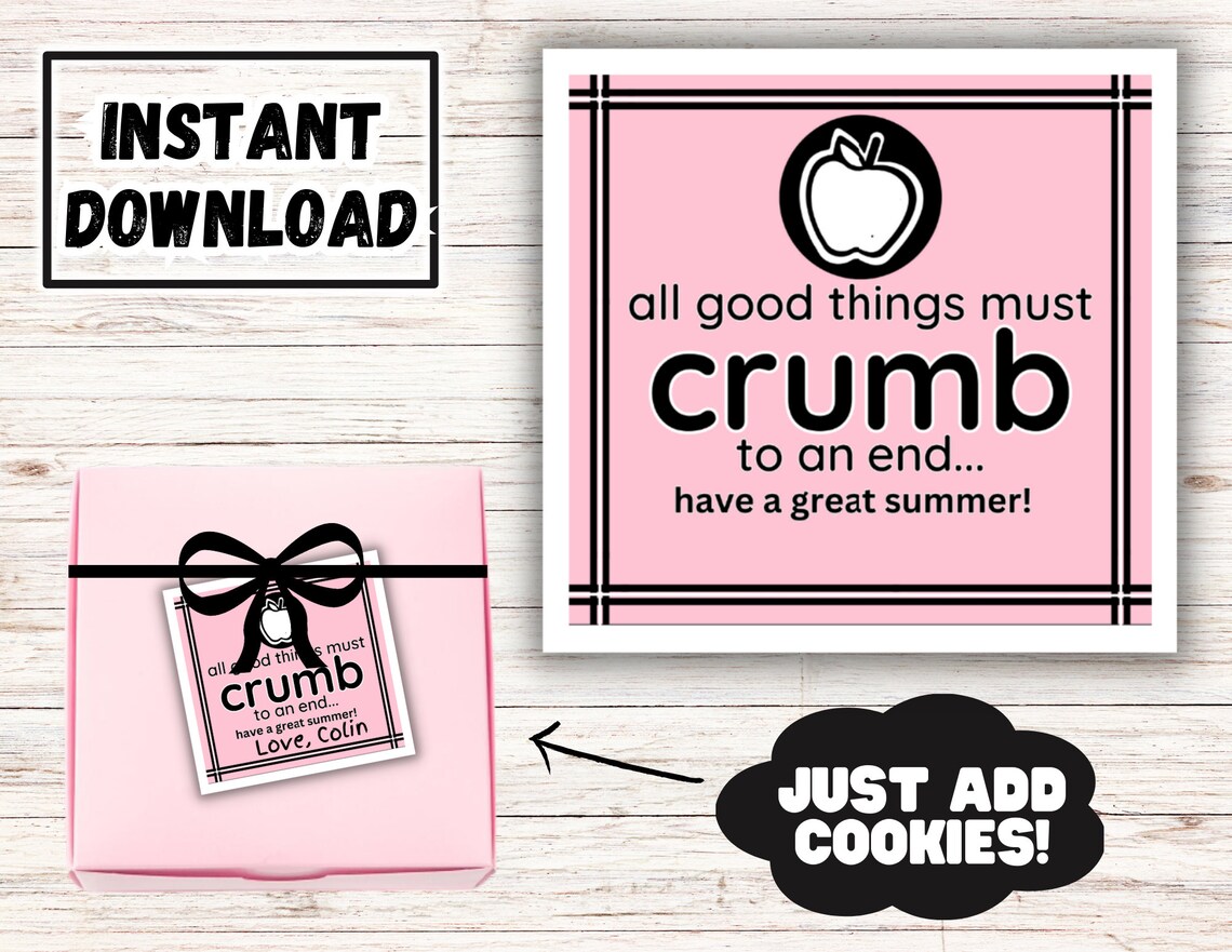 Crumbl Cookies Tag/printable/cookie Tag/instant Download/teacher Gift ...