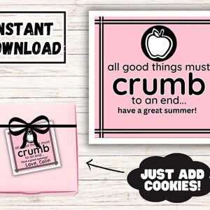 Crumbl Cookies Tag/printable/cookie Tag/instant Download/teacher Gift ...