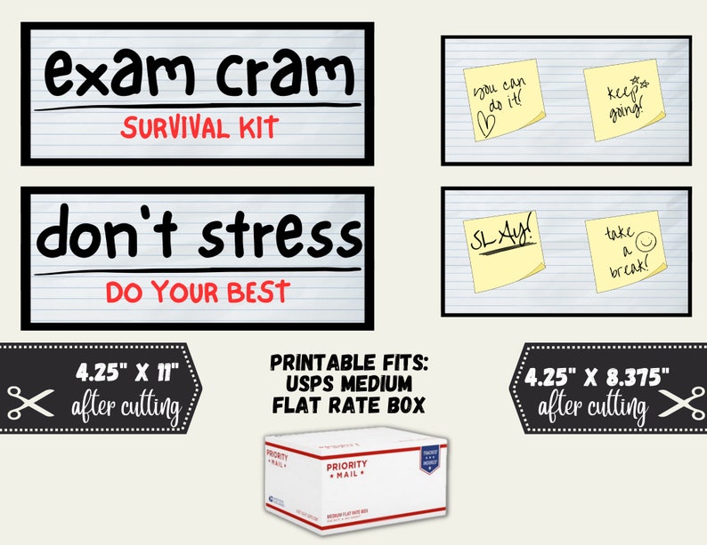 Final Exam Care Package Flaps/ Don't Stress/exam Cram/ Instant Download ...