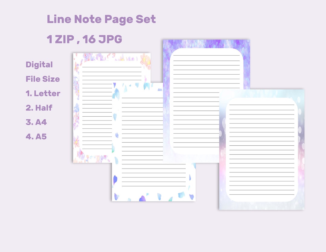 Basic Line Note Page / A4, A5, Letter, Half Size / Line Note Seite 4 ...