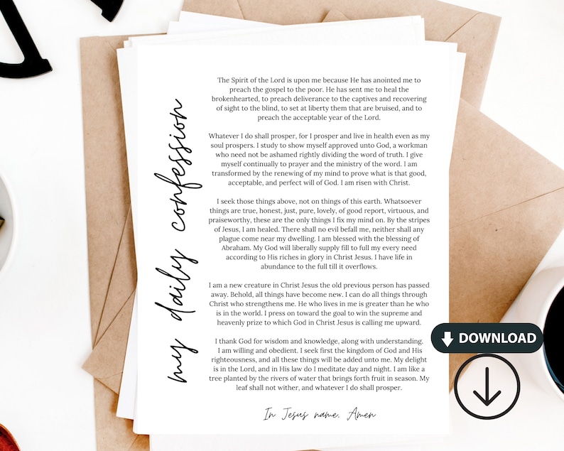 My Daily Confession Printable | Bible Verse Prayers | Wall Art Print ...