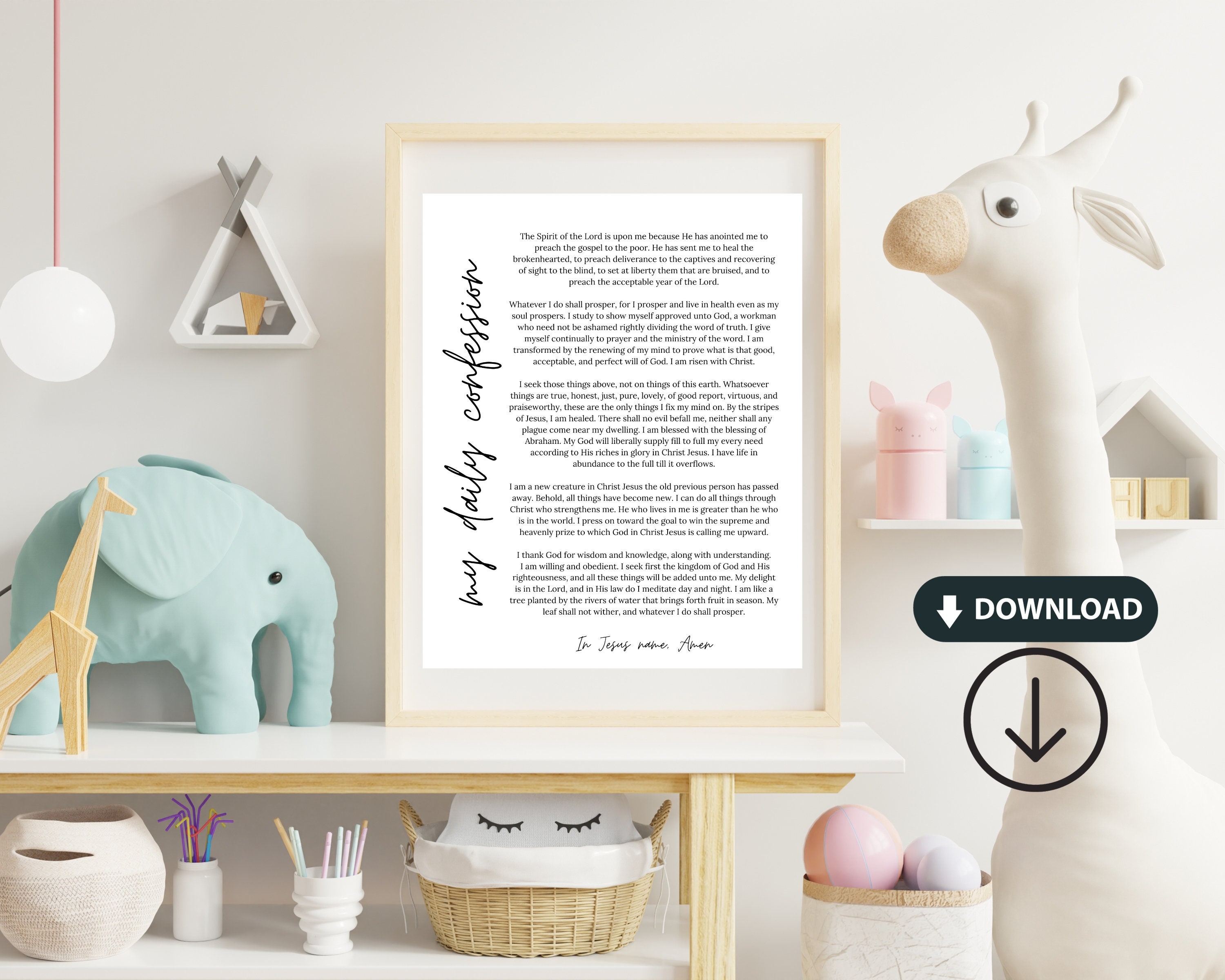 My Daily Confession Printable | Bible Verse Prayers | Wall Art Print ...