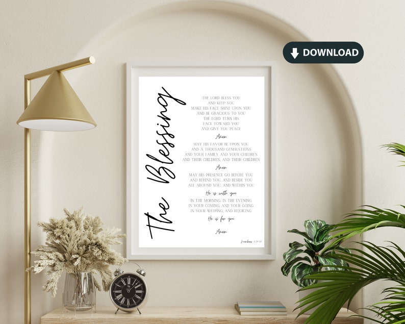 The Blessing Wall Art Print, Numbers 6:24-26, Bible Verse Wall Art, Digital Print for Christian ...