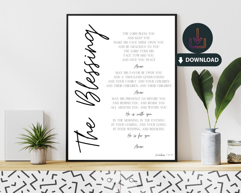 The Blessing Wall Art Print, Numbers 6:24-26, Bible Verse Wall Art ...