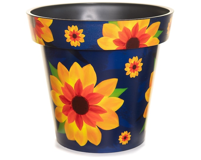 Lightweight Pot Planter - Zest Pot in Sunflowers Design - Etsy