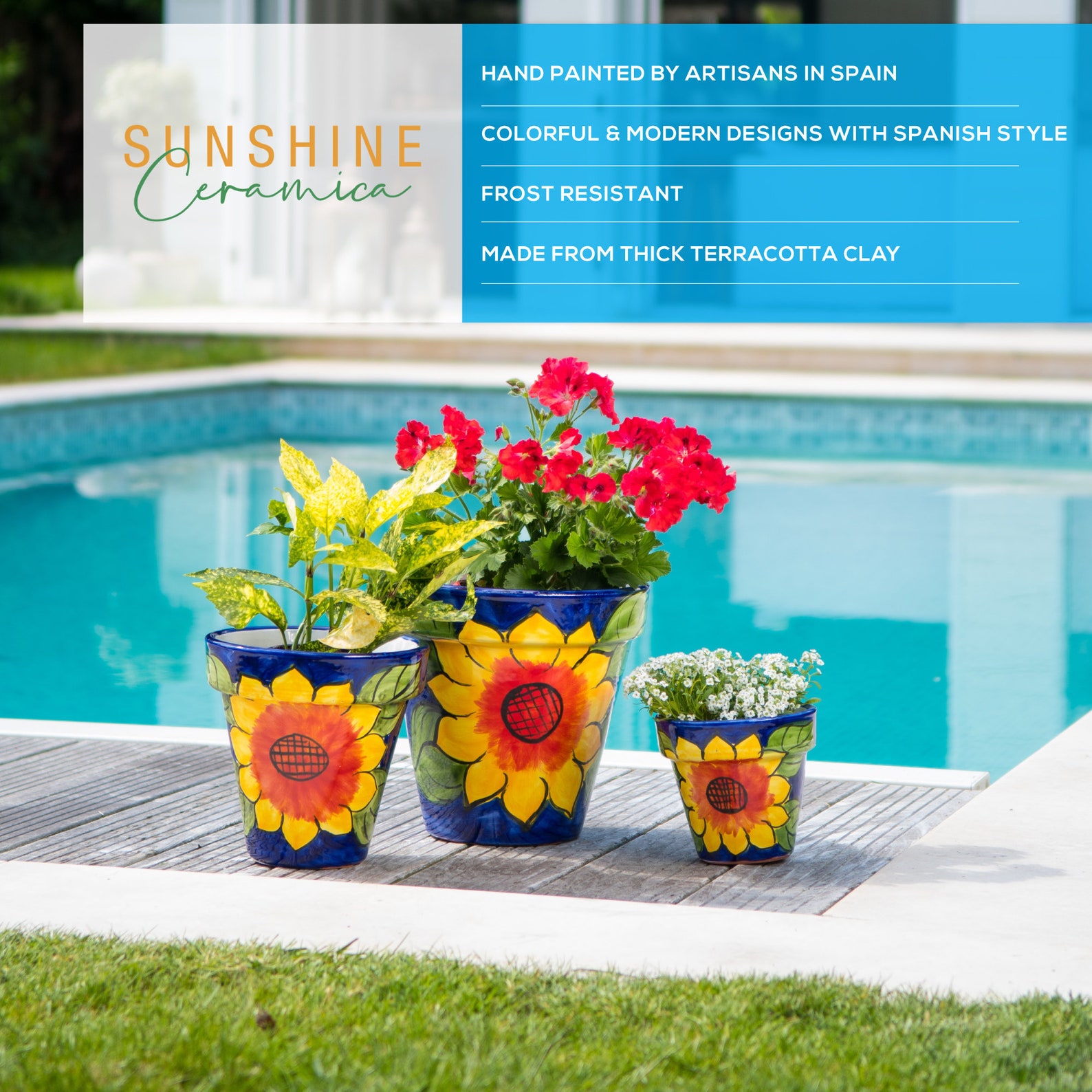 Sunshine Ceramica Sunflower Design Pot Planter for outdoor or | Etsy