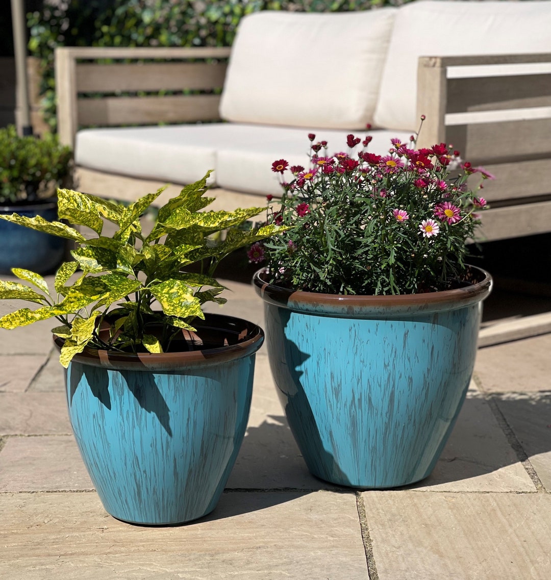 Running Glaze Planters Lightweight Composite Flower Pots Indoor or ...