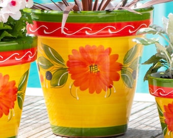 Sunshine Ceramica Sunflower Design Pot Planter for Outdoor or - Etsy