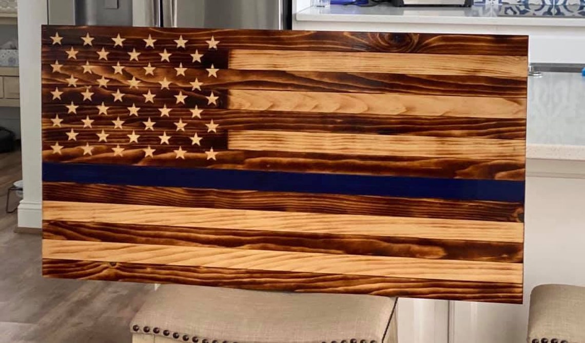 Rustic Wooden Thin Line Flag - Etsy