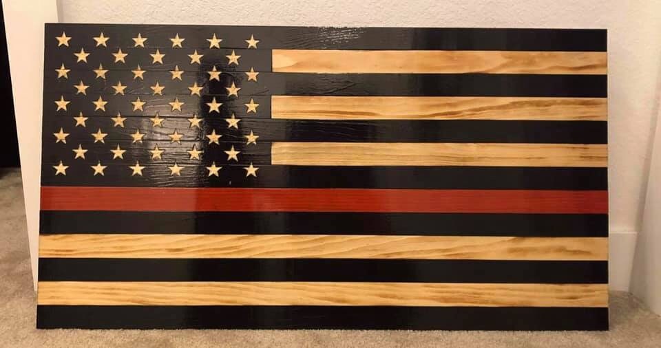Rustic Wooden Thin Line Flag - Etsy