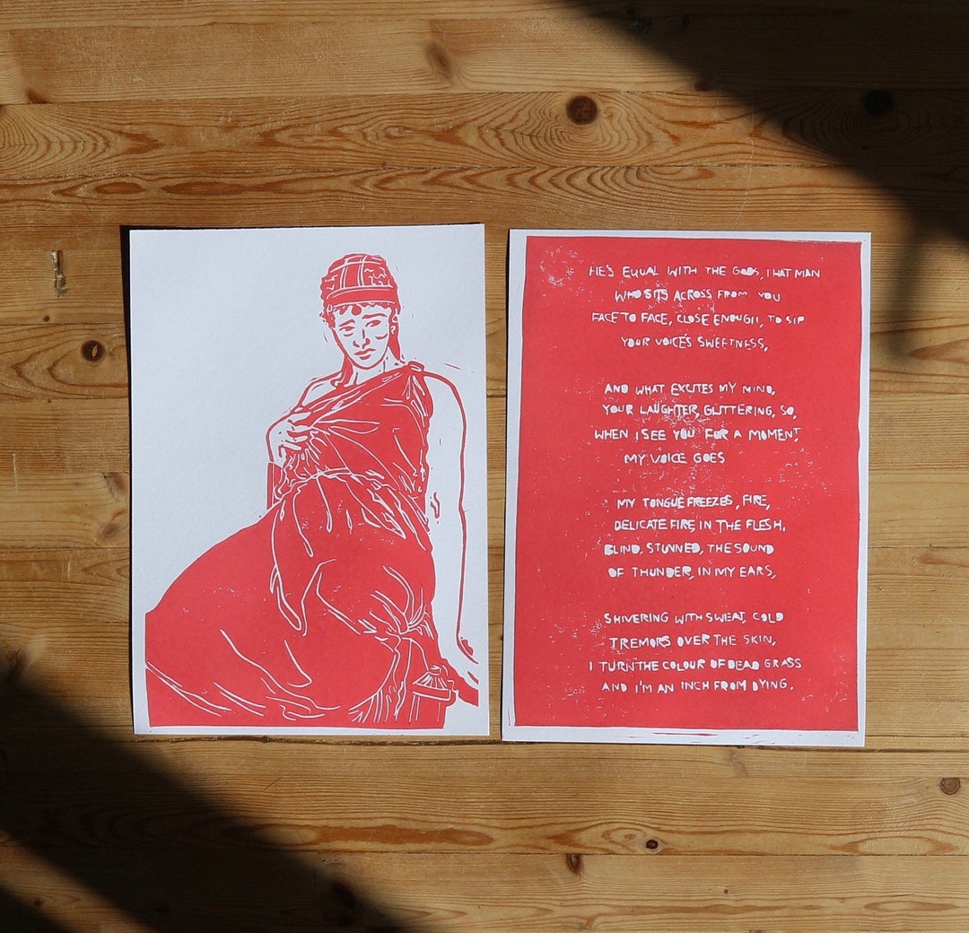 Sappho Set – Handmade Lino Prints - Etsy
