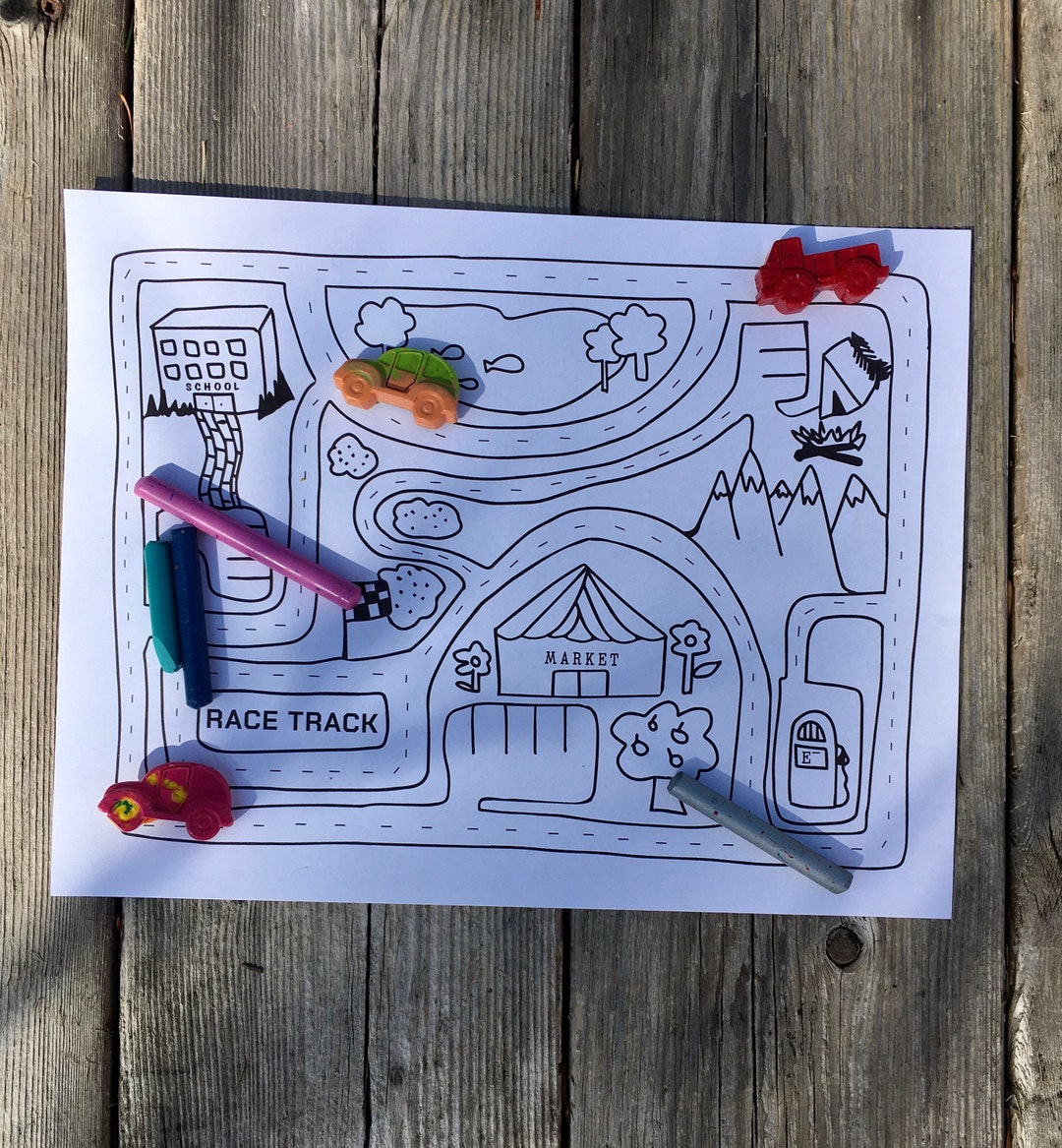 DIGITAL DOWNLOAD - Car Adventure Colouring Sheet - Etsy