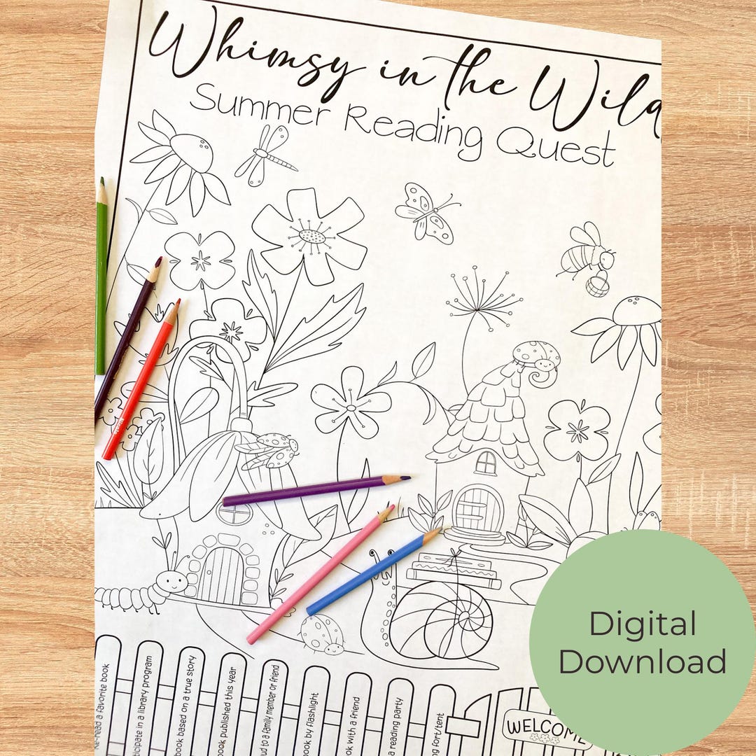 Digital Download Printable Summer Reading Log for Kids, Fun Book ...