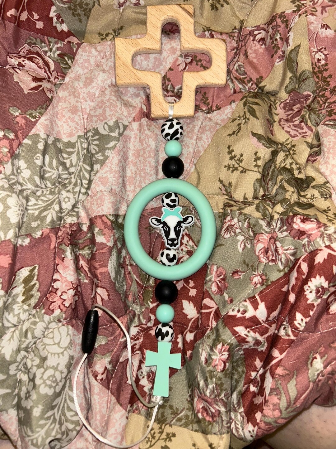 Cow Teether With Wood Cross - Etsy