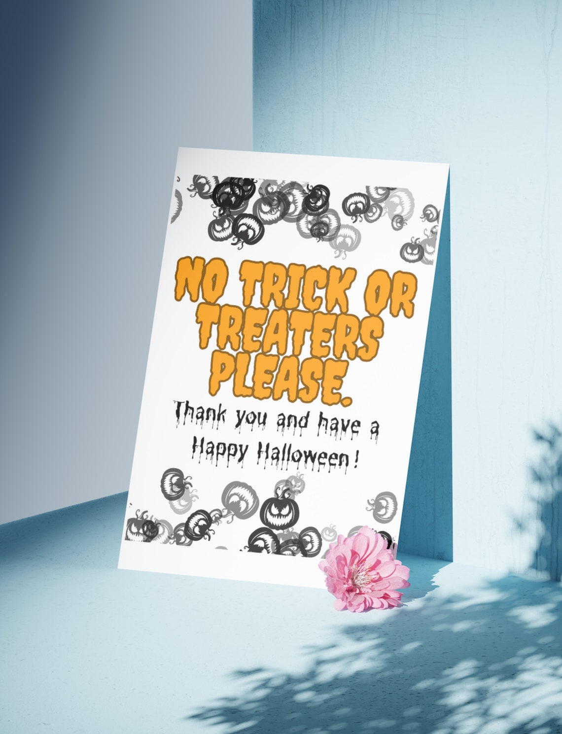 No Trick Or Treaters Please Halloween Downloadable File Poster Etsy