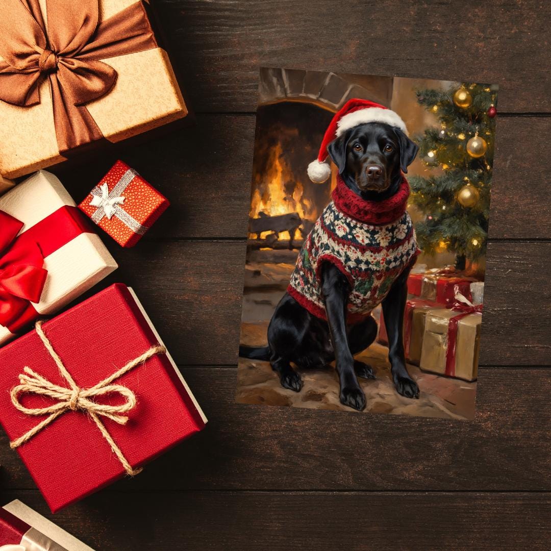 Black Labrador Retriever Christmas Card Pet Portrait Great Gift Idea ...