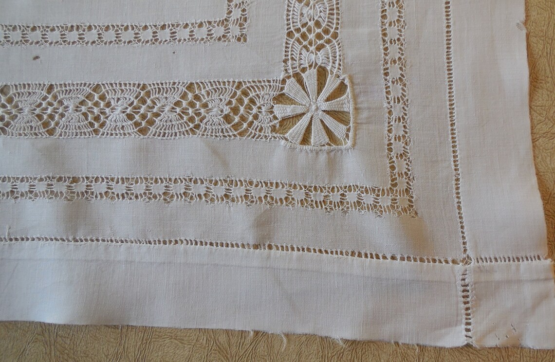 Antique Italian needle lace table linen | Etsy