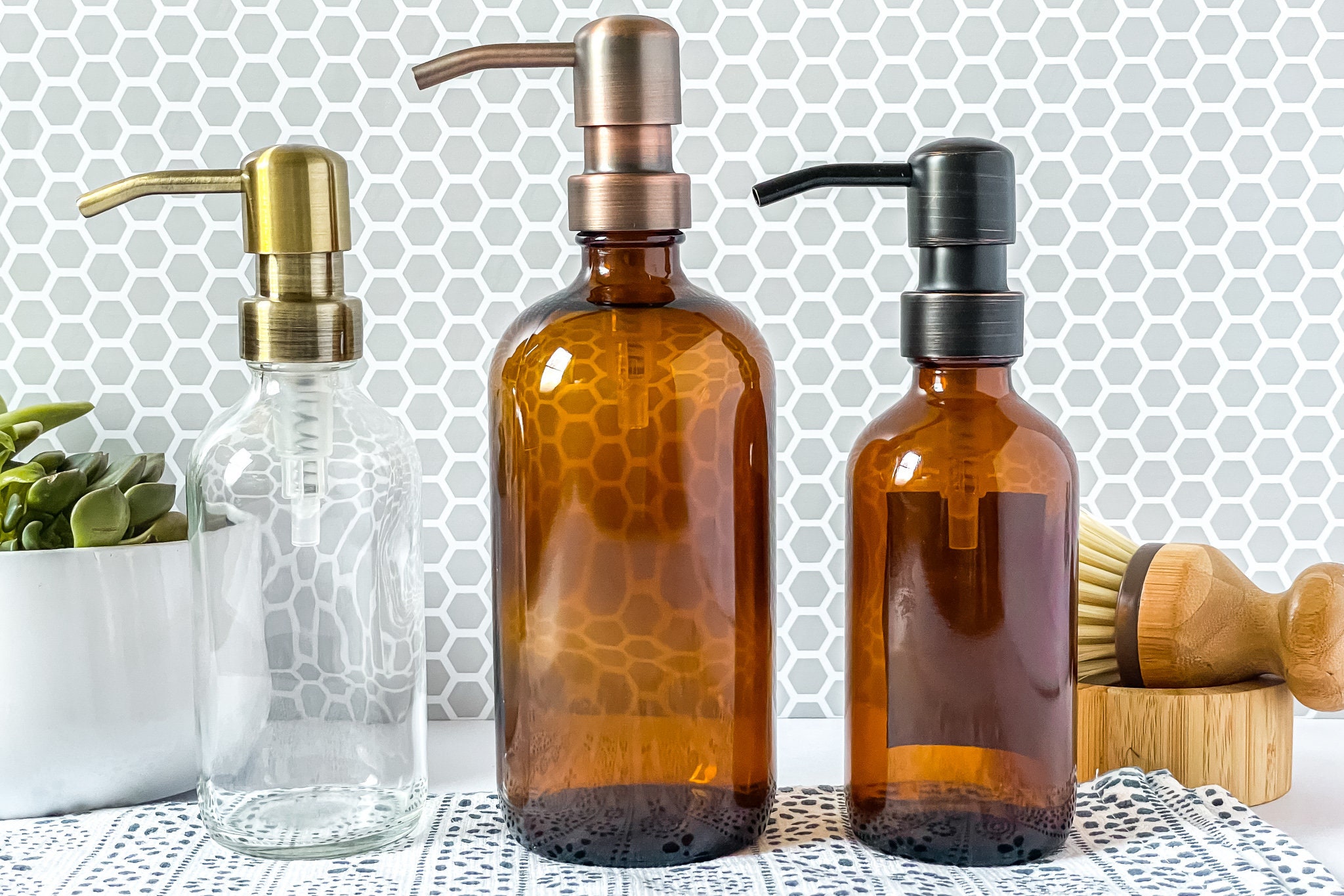 Glass Countertop Soap Bottle With Metal Pump Dispenser 16 or - Etsy