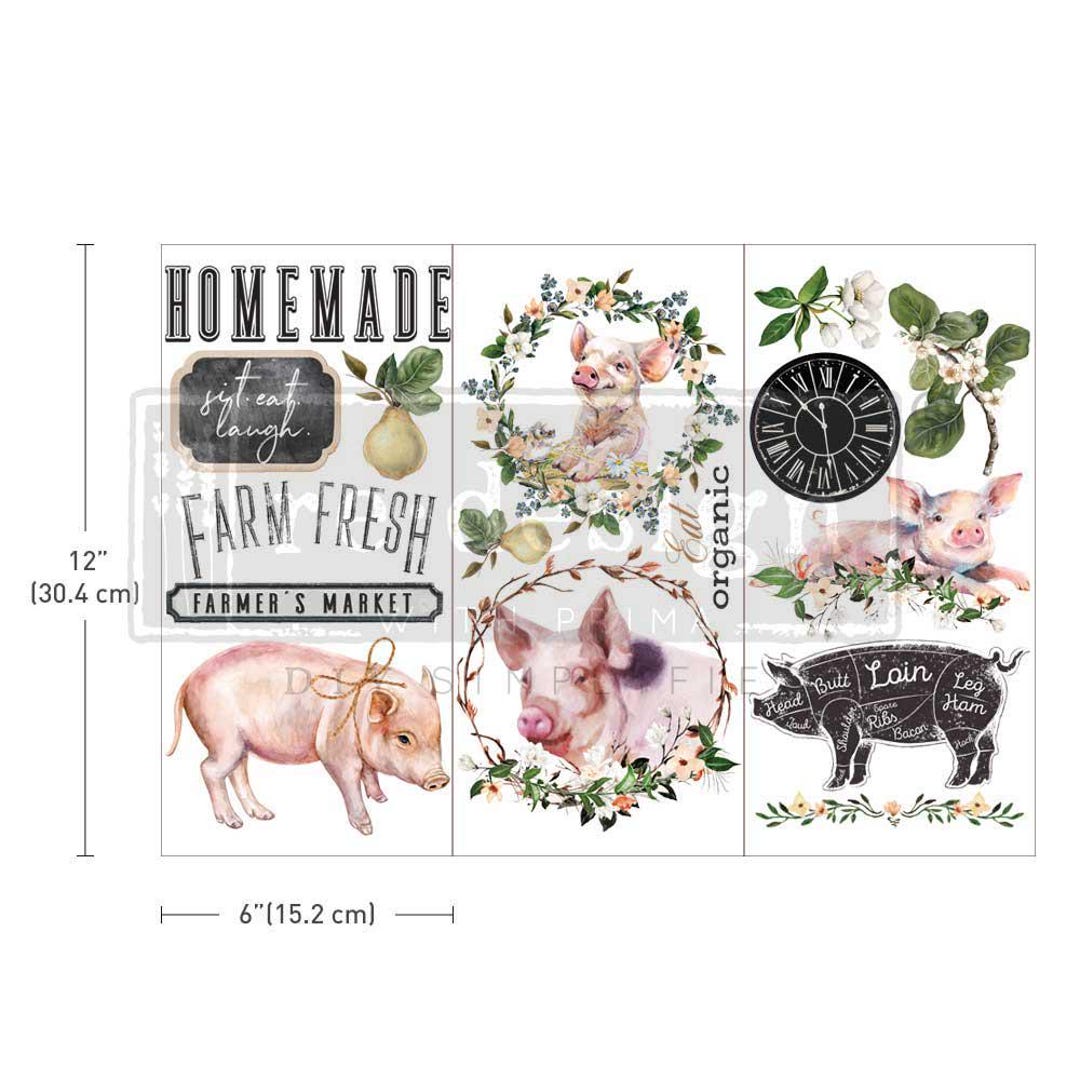 NEW- FARM FRESH 6" X 12" Rub on Transfers for Furniture, Furniture ...