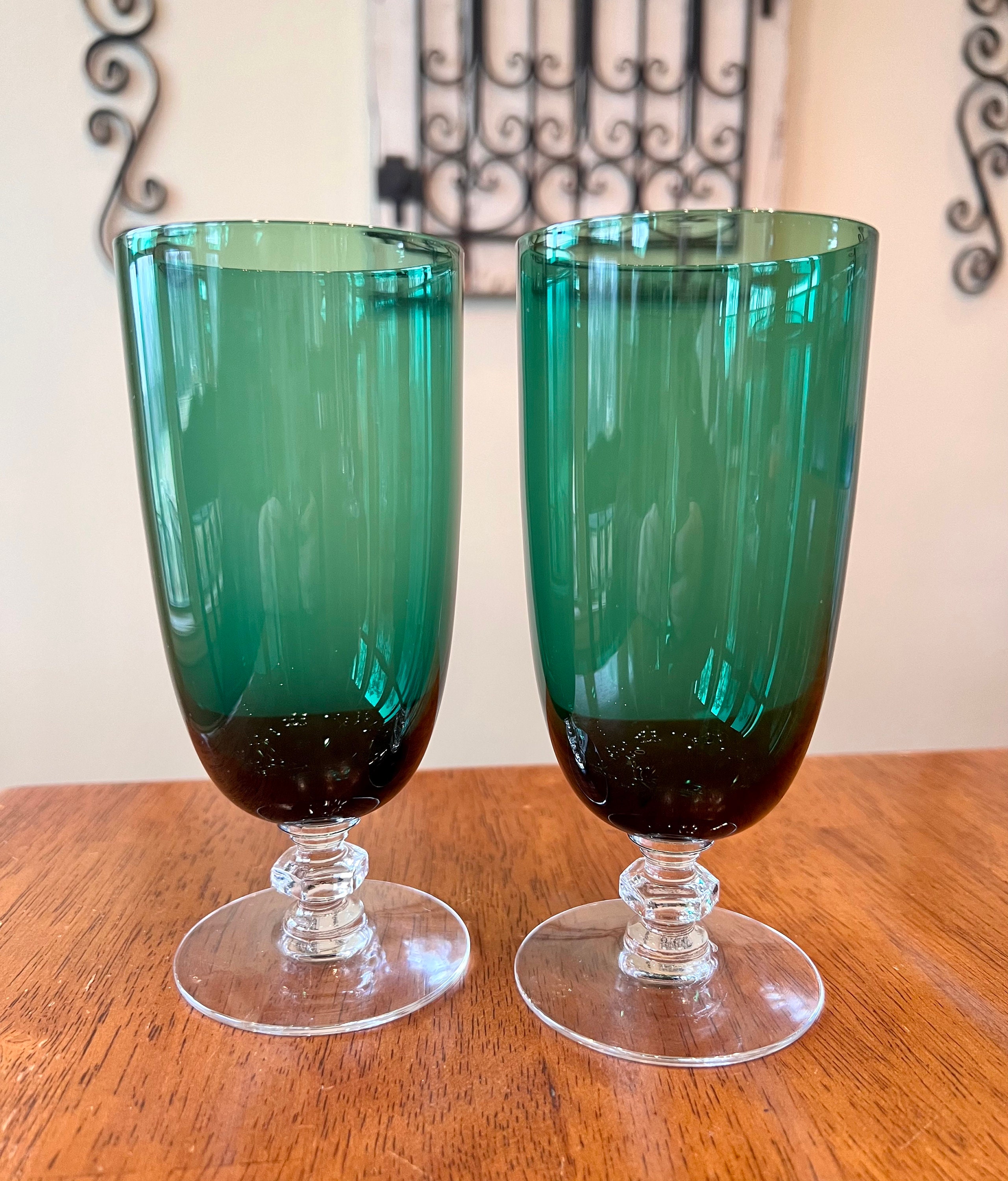 Vintage Tiffin Killarney Green Iced Tea Glass 17394 6 3/8 MCM Set of 2 ...
