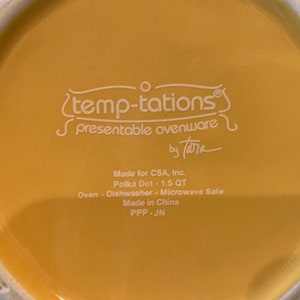 Temptations Ovenware Yellow Polka Dot 5 Piece Bakeware Casserole Dish ...