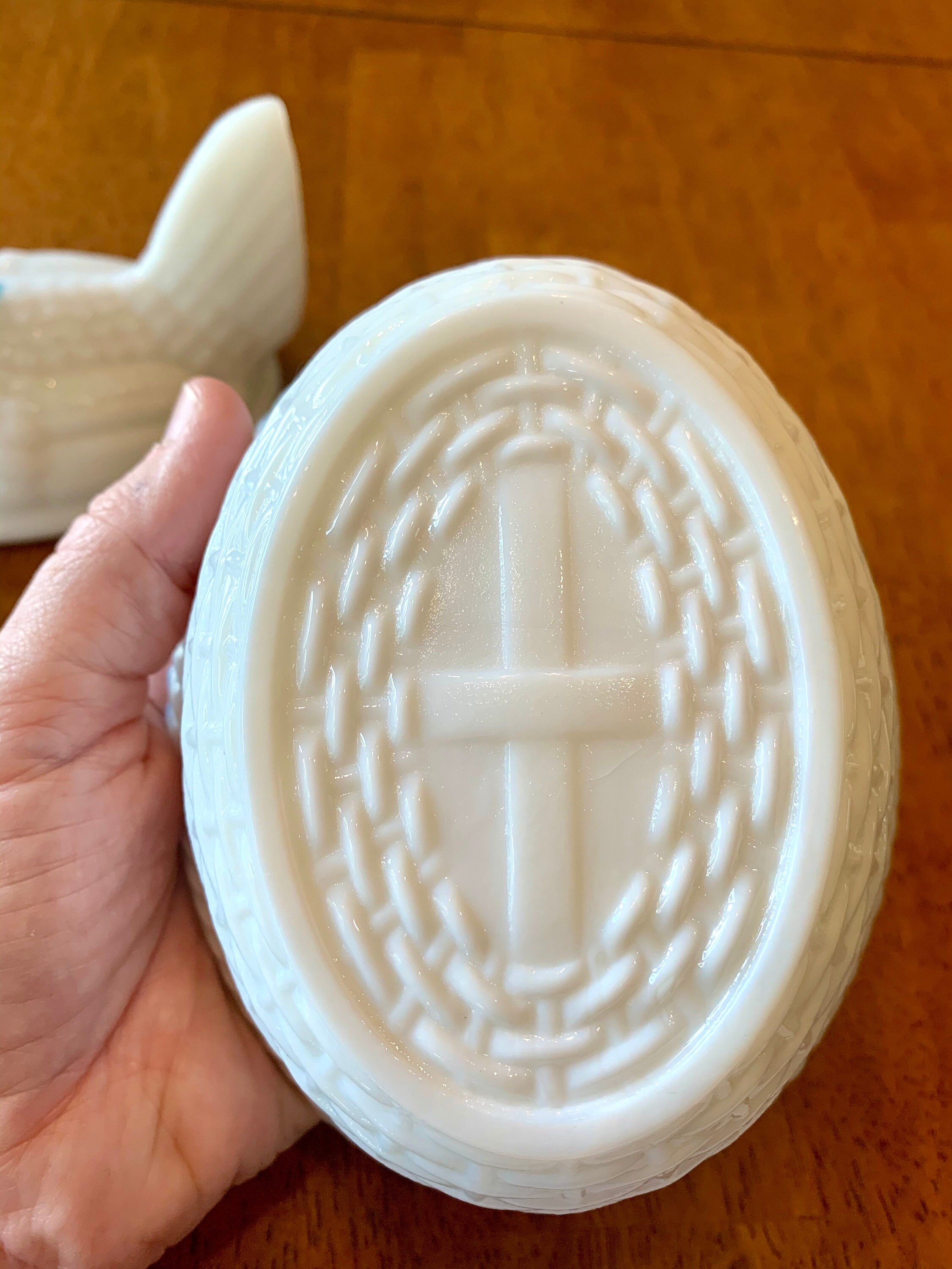 Vintage Chicken Hen Blue Head Milk Glass Covered Dish Westmoreland ...