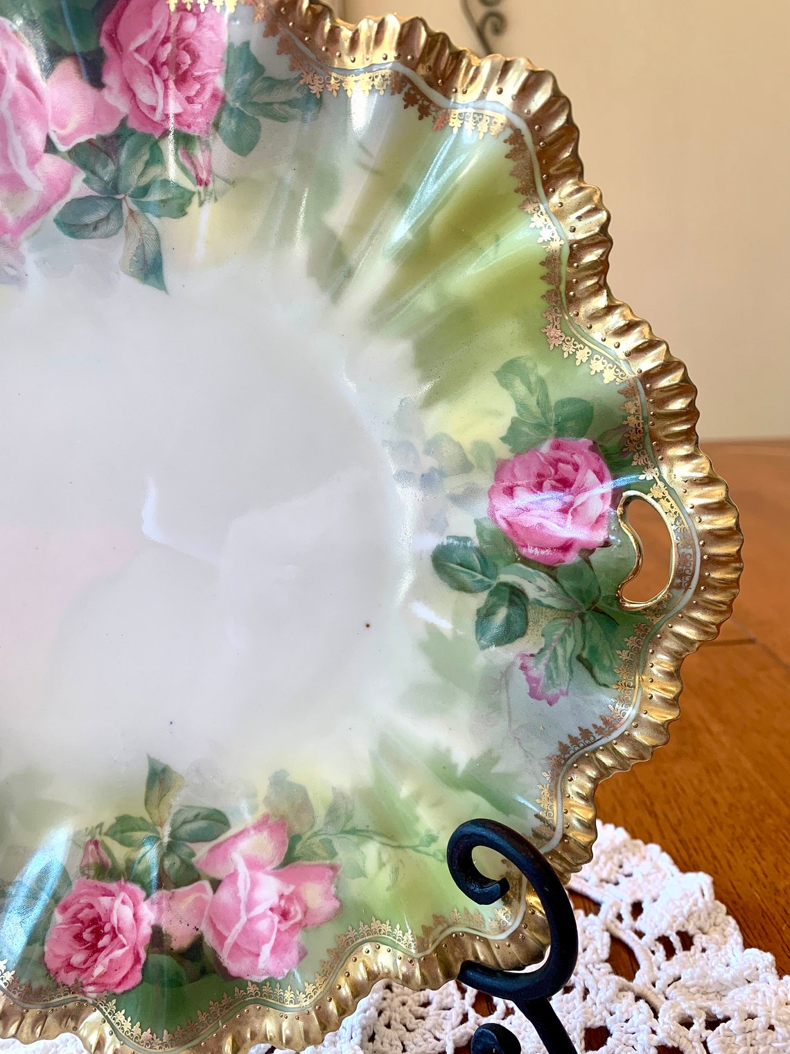 Antique RS PRUSSIA Mark Porcelain Ceramic Plate W/ 2 Handles 9 - Etsy