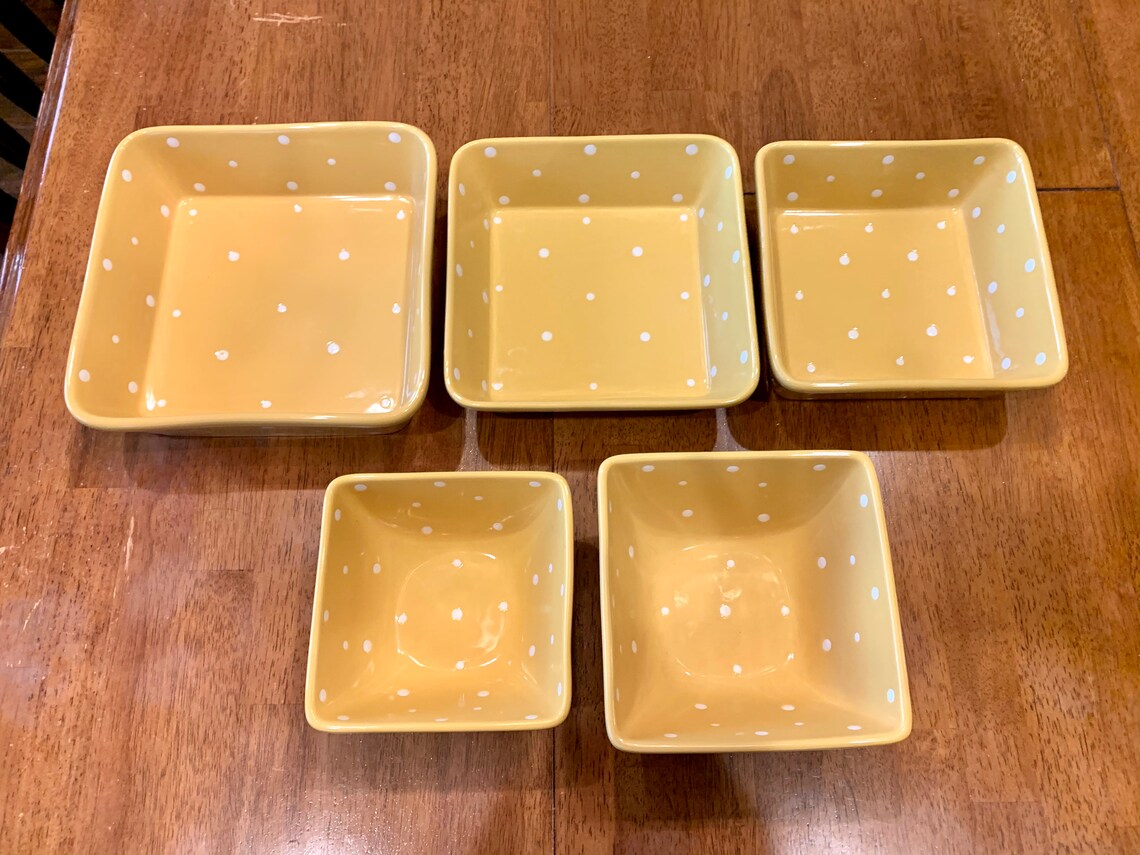 Temptations Ovenware Yellow Polka Dot 5 Piece Bakeware - Etsy