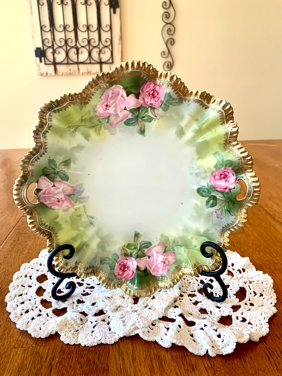 Antique RS PRUSSIA Mark Porcelain Ceramic Plate W/ 2 Handles 9 7/8" - Etsy