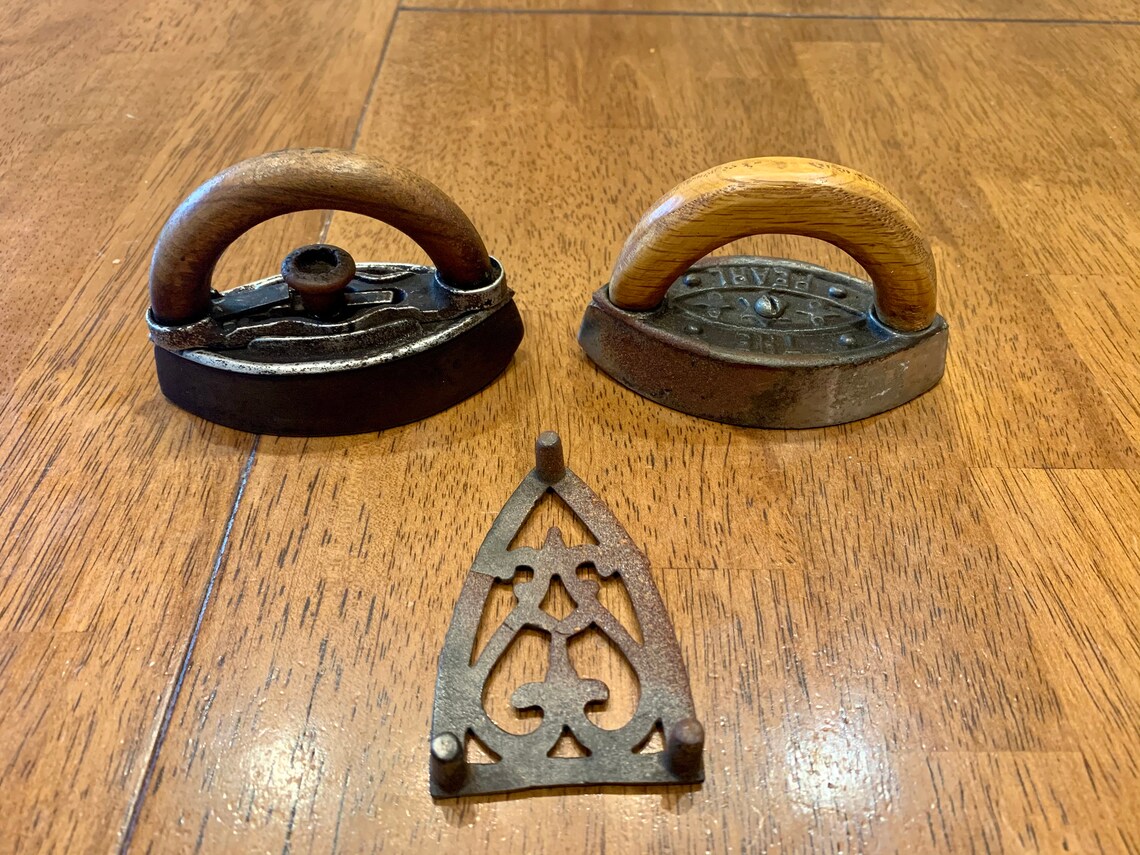 Antique Sad Iron Miniature Toy Sample Pearl Set of 3 Items - Etsy