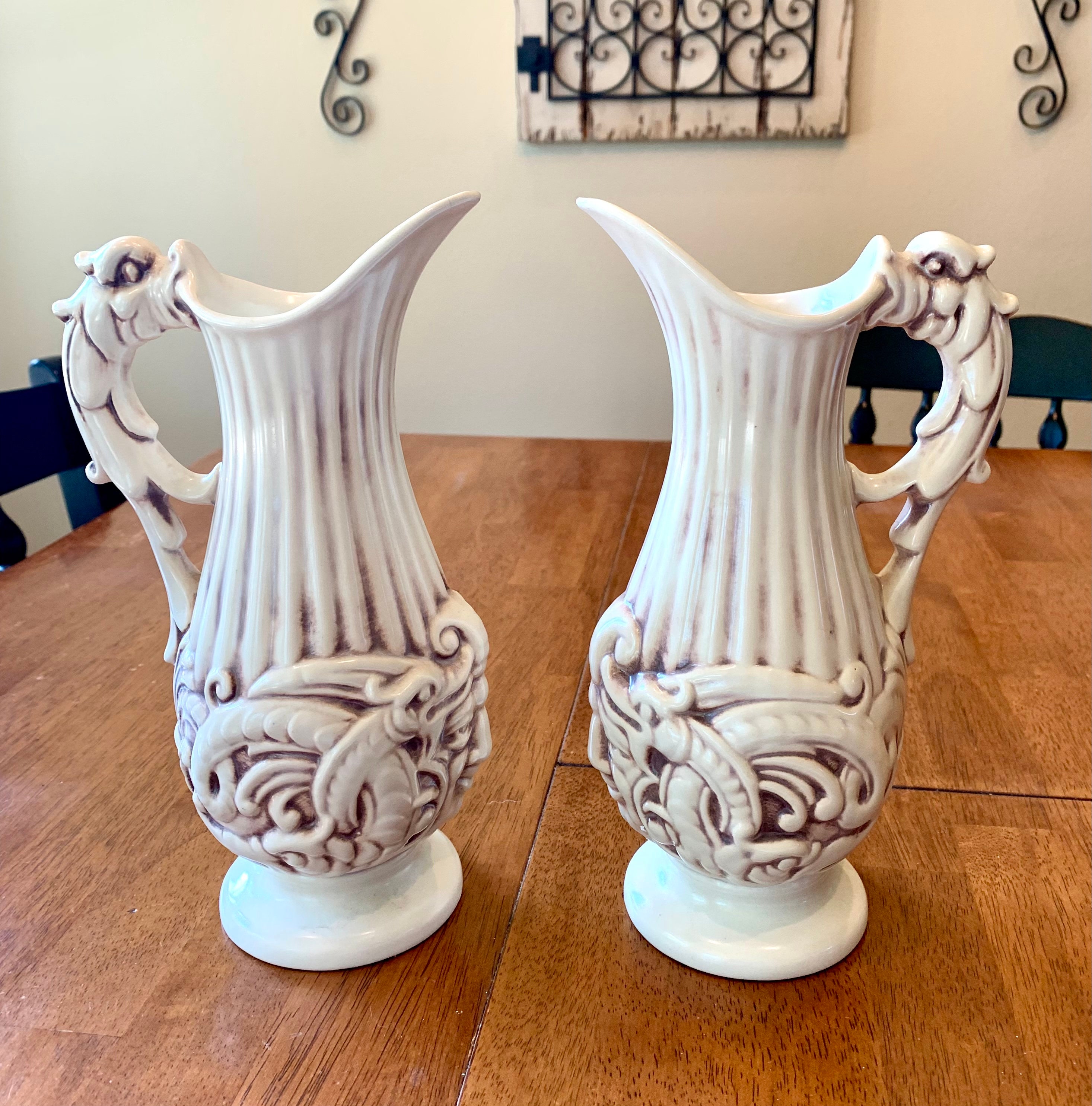 Vintage Pair of Red Wing 220 Pitcher Vase Dragon Handle - Etsy