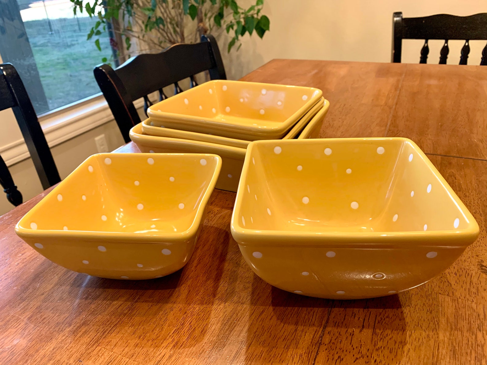 Temptations Ovenware Yellow Polka Dot 5 Piece Bakeware Casserole Dish ...