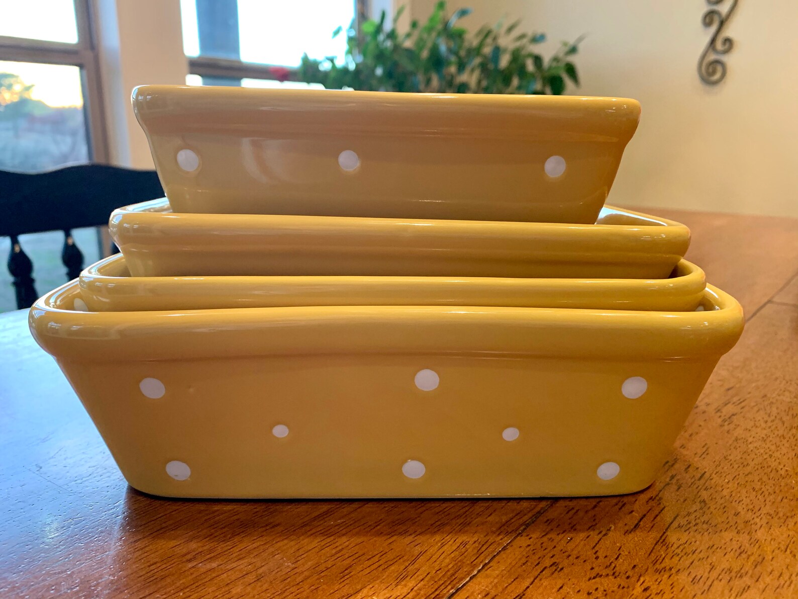 Temptations Ovenware Yellow Polka Dot 5 Piece Bakeware Casserole Dish ...