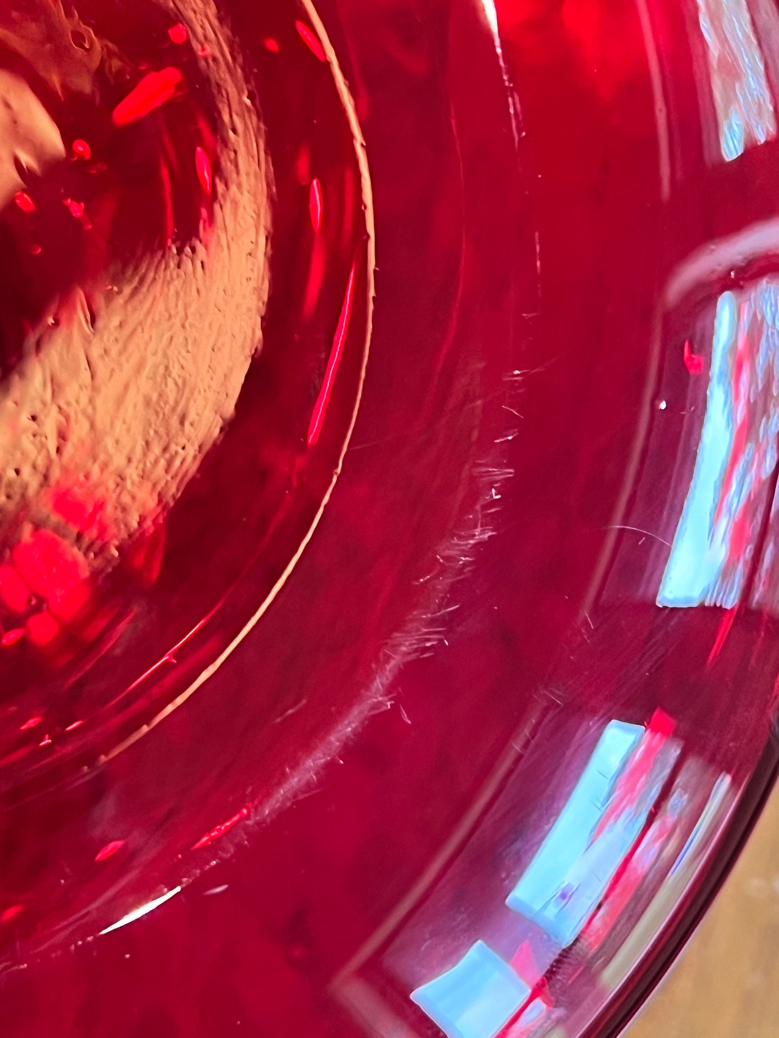 Blenko Style Ruby Red Amberina Glass Wine Decanter Flat Top Stopper MCM ...